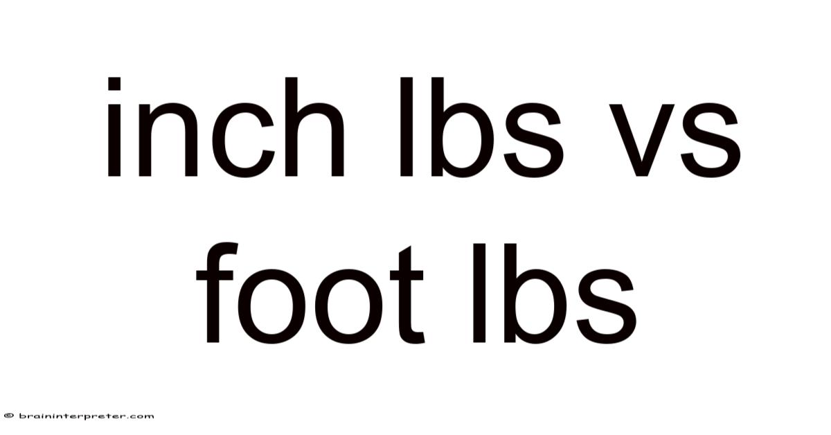 Inch Lbs Vs Foot Lbs